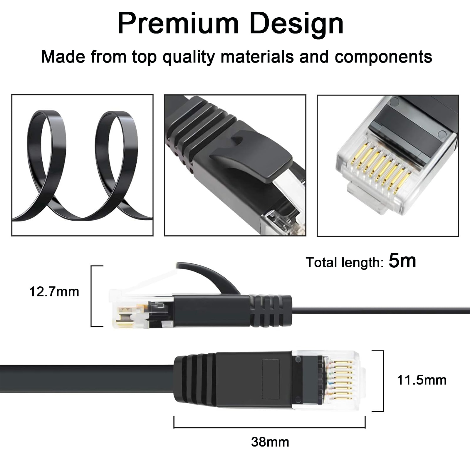 Cablu UTP Retea, NUODWELL, Format Plat Flexibil Cat6, Ethernet Internet ...