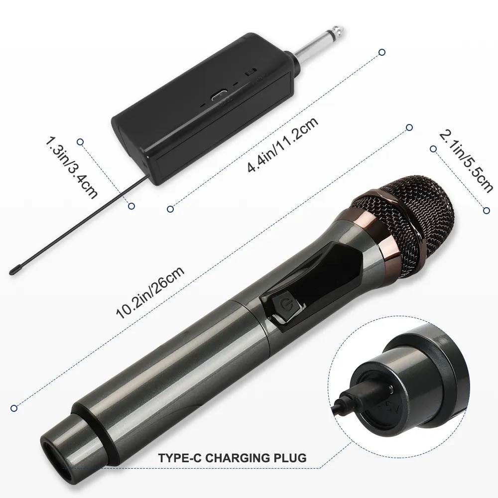 Set 2 microfoane wireless profesionale idepet®, omnidirectionale ...