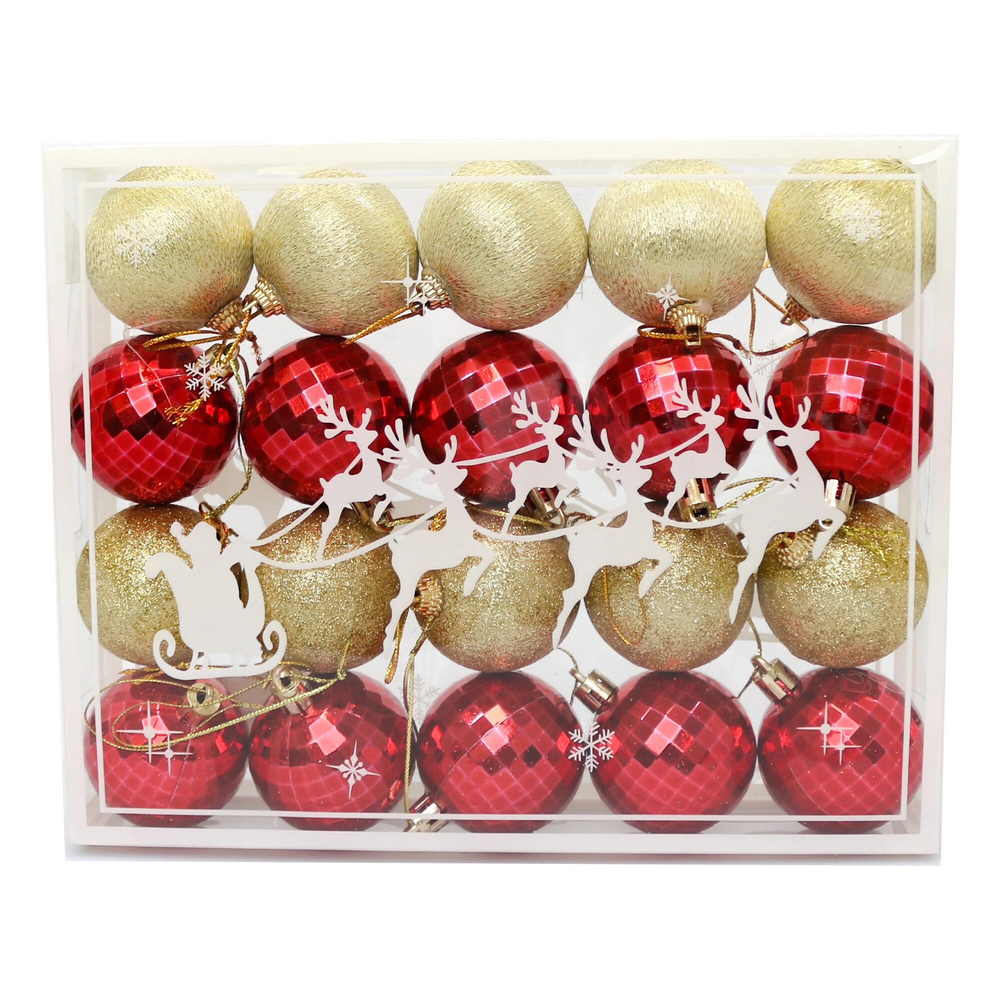 Комплект от 20 коледни топки, червени и златисти - eMAG.bg
