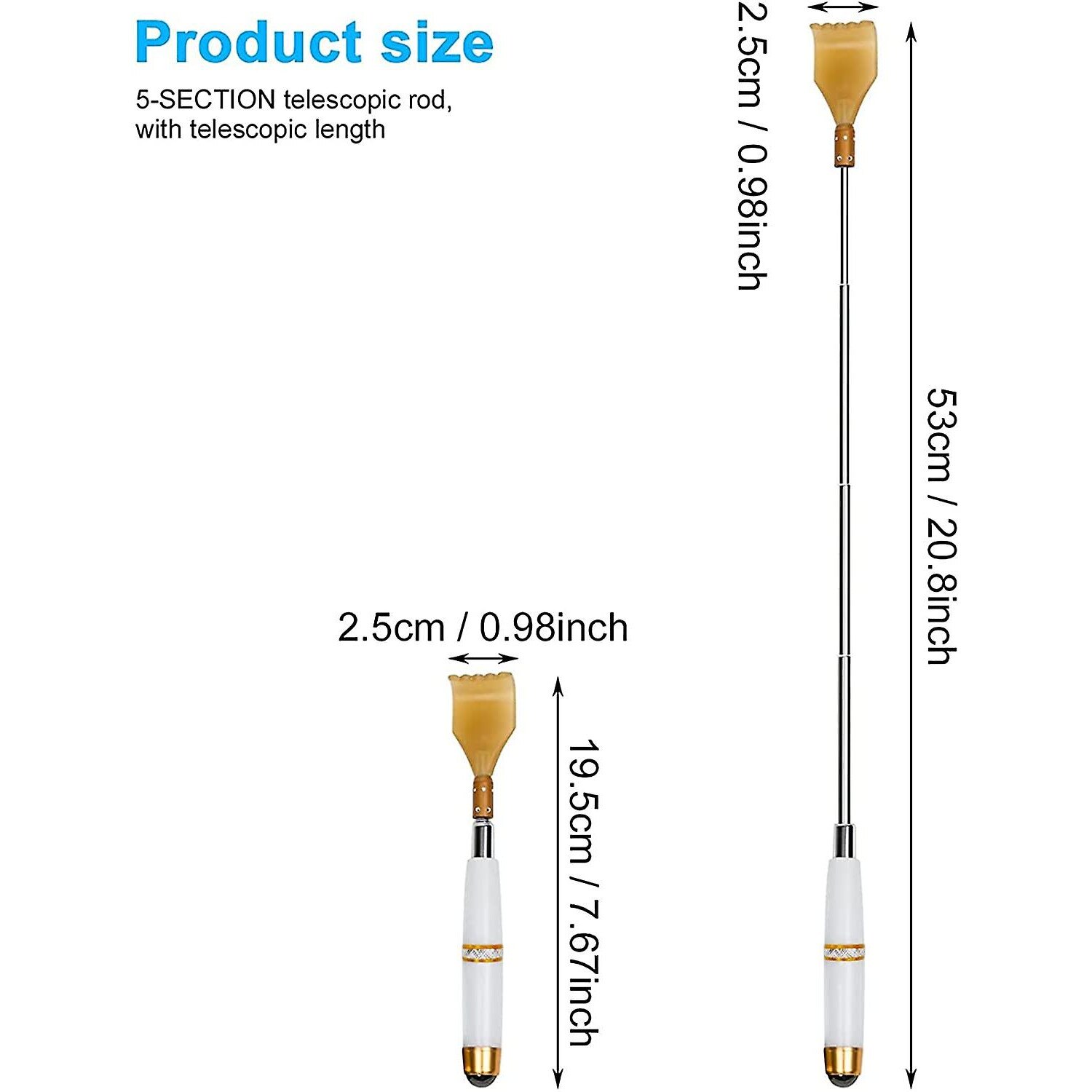 Scarpinator pentru spate, Sunmostar, Inox, Auriu/Alb - eMAG.ro