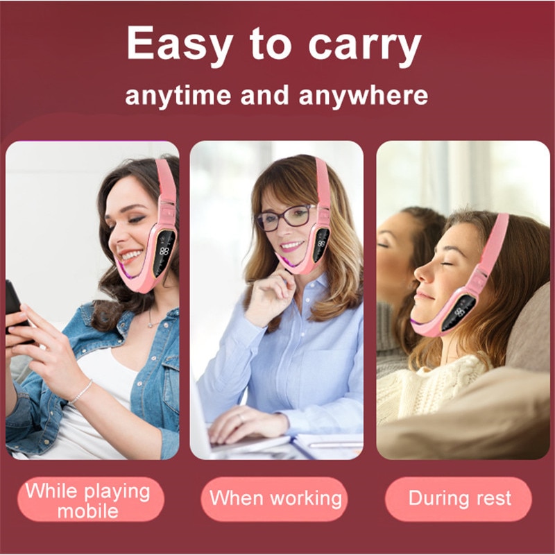 Dispozitiv lifting facial, Sunmostar, PVC, Cu ecran, LED, Roz - eMAG.ro