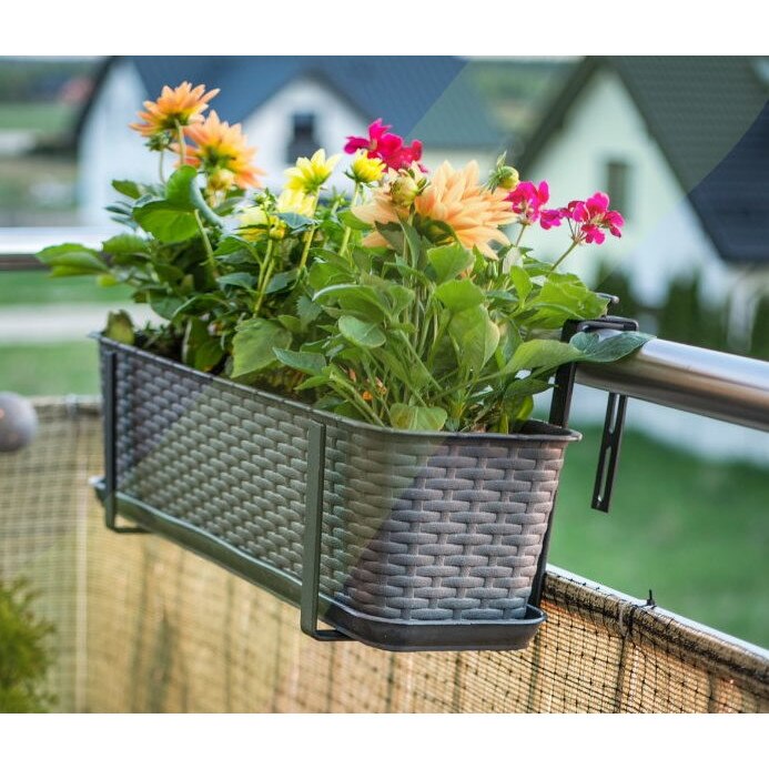 Suport ghiveci pentru balcon, Kapelanczyk, Metal, 15 cm, Maro - eMAG.ro