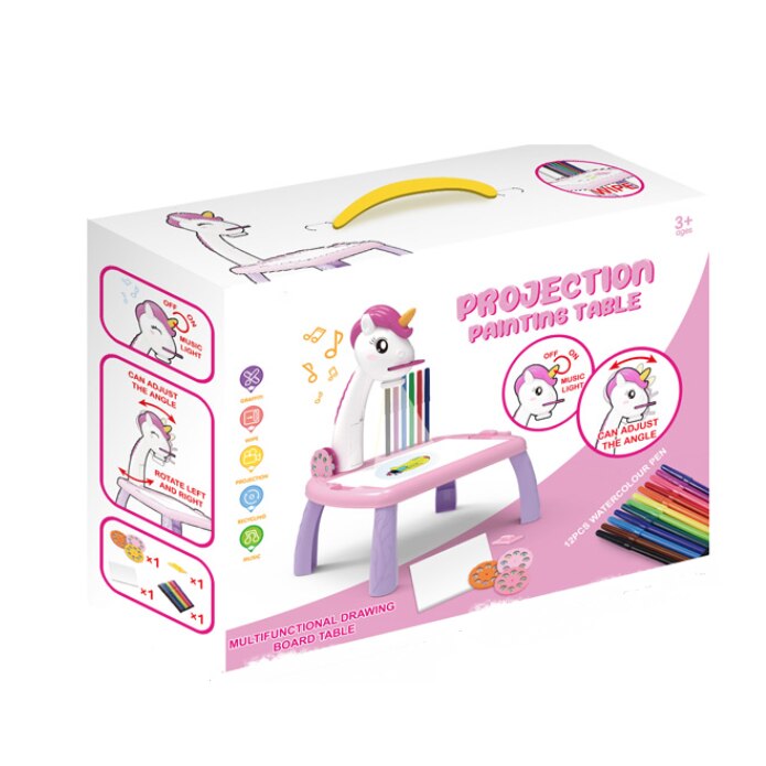 Jucarie educationala tip tabla, masuta de desenat cu proiector, cu ...