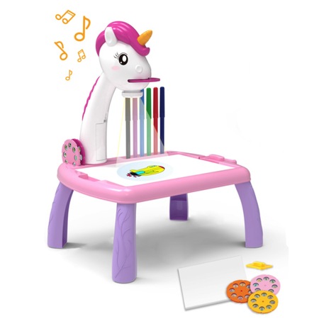 Jucarie educationala tip tabla, masuta de desenat cu proiector, cu ...