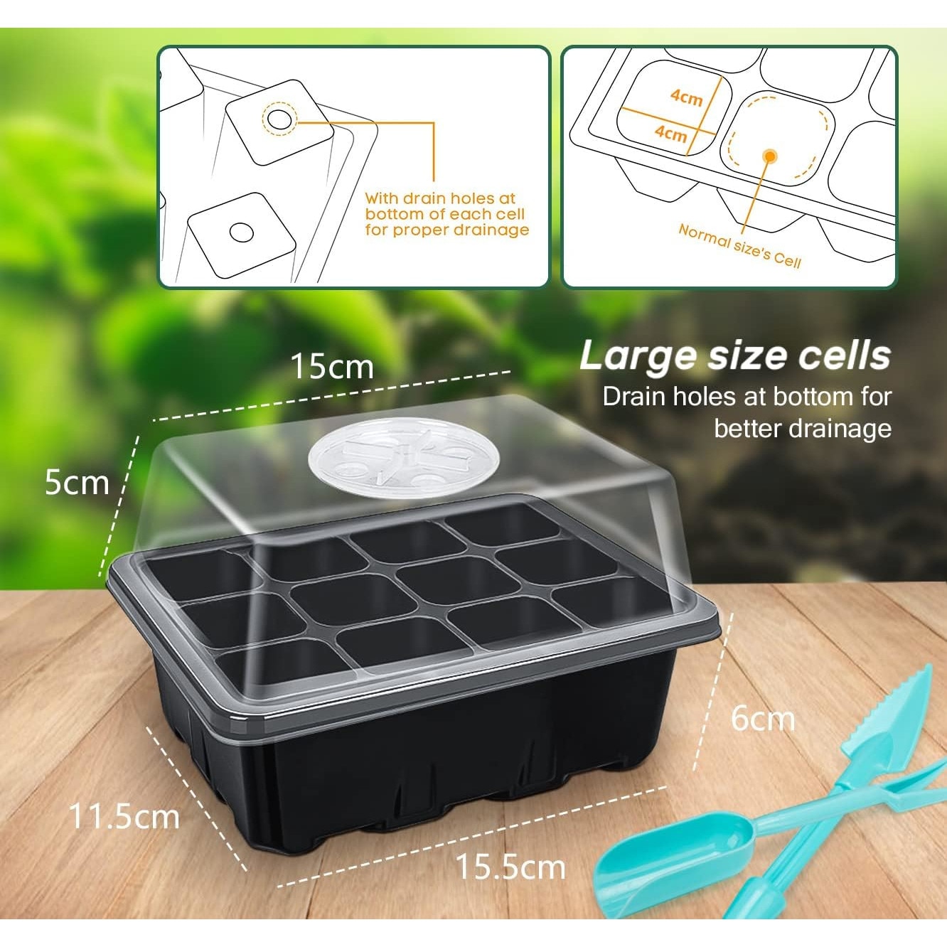 Set 10 cutii pentru rasaduri din polipropilena, GOXAWEE, G5231, 12 ...