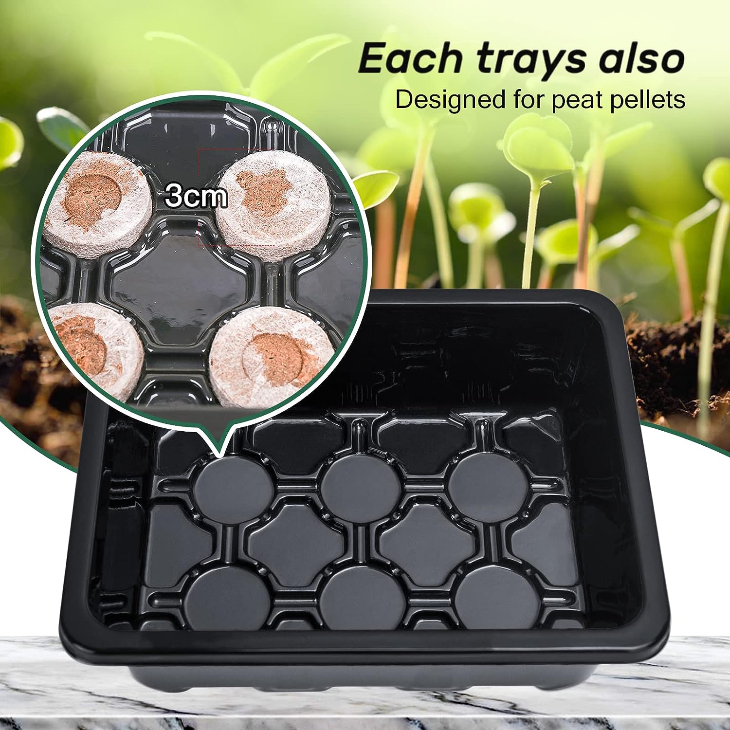 Set 10 cutii pentru rasaduri din polipropilena, GOXAWEE, G5231, 12 ...