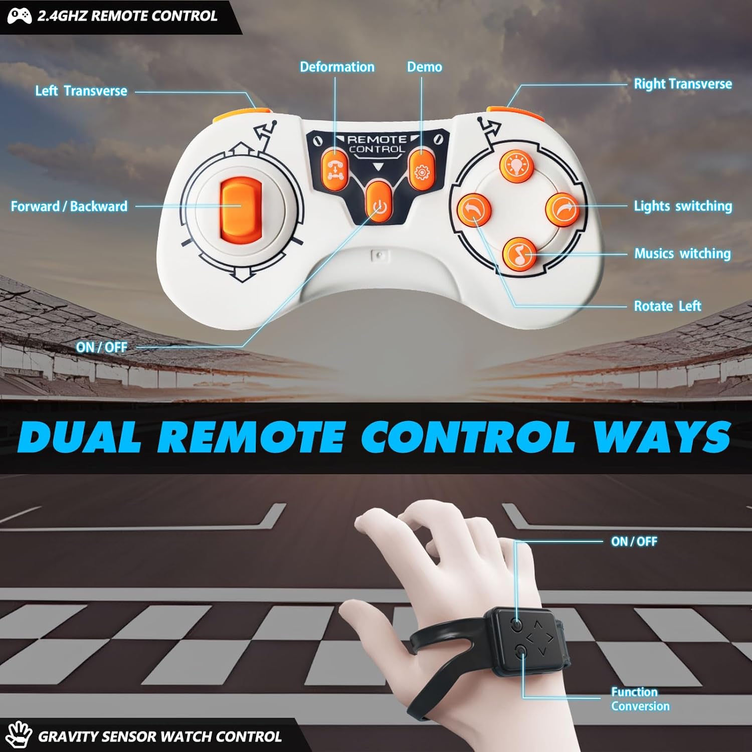 Masina cu telecomanda RC Stunt Car, 4WD, de cascadorie, cu rotire la ...