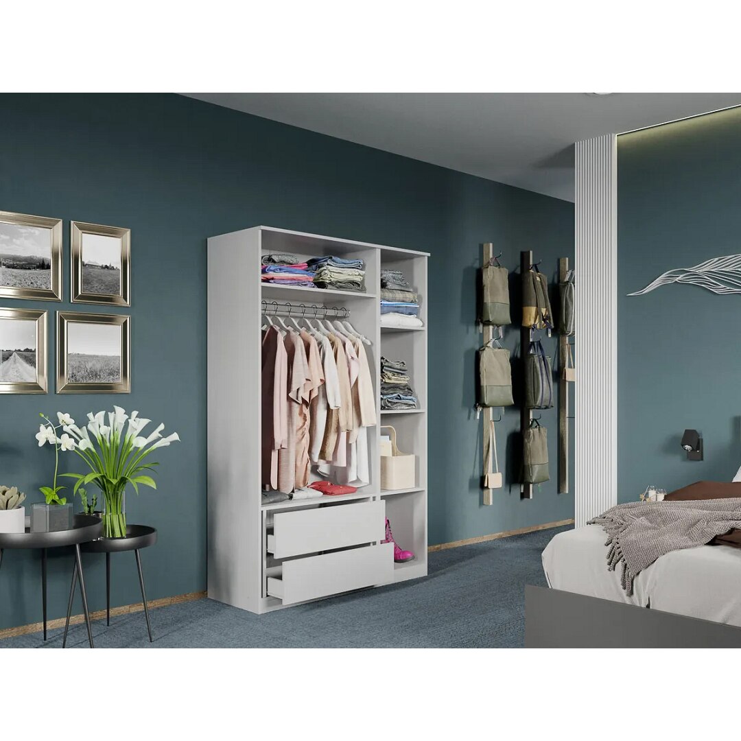 Set dormitor complet, Alb cu comoda, Madrid, C36, Pal Melaminat - eMAG.ro