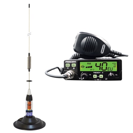 Kit Statie radio CB President Teddy II ASC AM/FM, VOX, NB, ANL, 12V ...