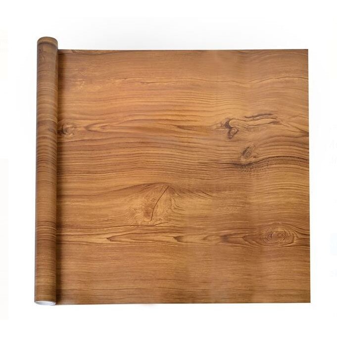 Rola autocolant, maro, model lemn, aplicare pe mobila, usa, perete, 45 ...