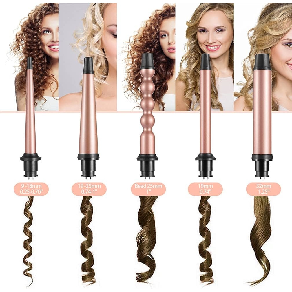 Ondulator par 5 in 1, MOSMAOO®, Ceramica turmalina, 2 Trepte ...