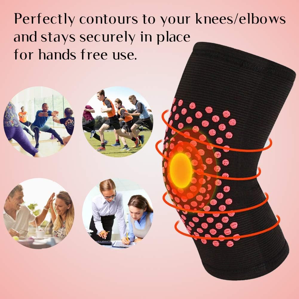 Set 2 Genunchiere cu autoincalzire, Sunmostar, 27 x 9cm, Negru/Rosu ...