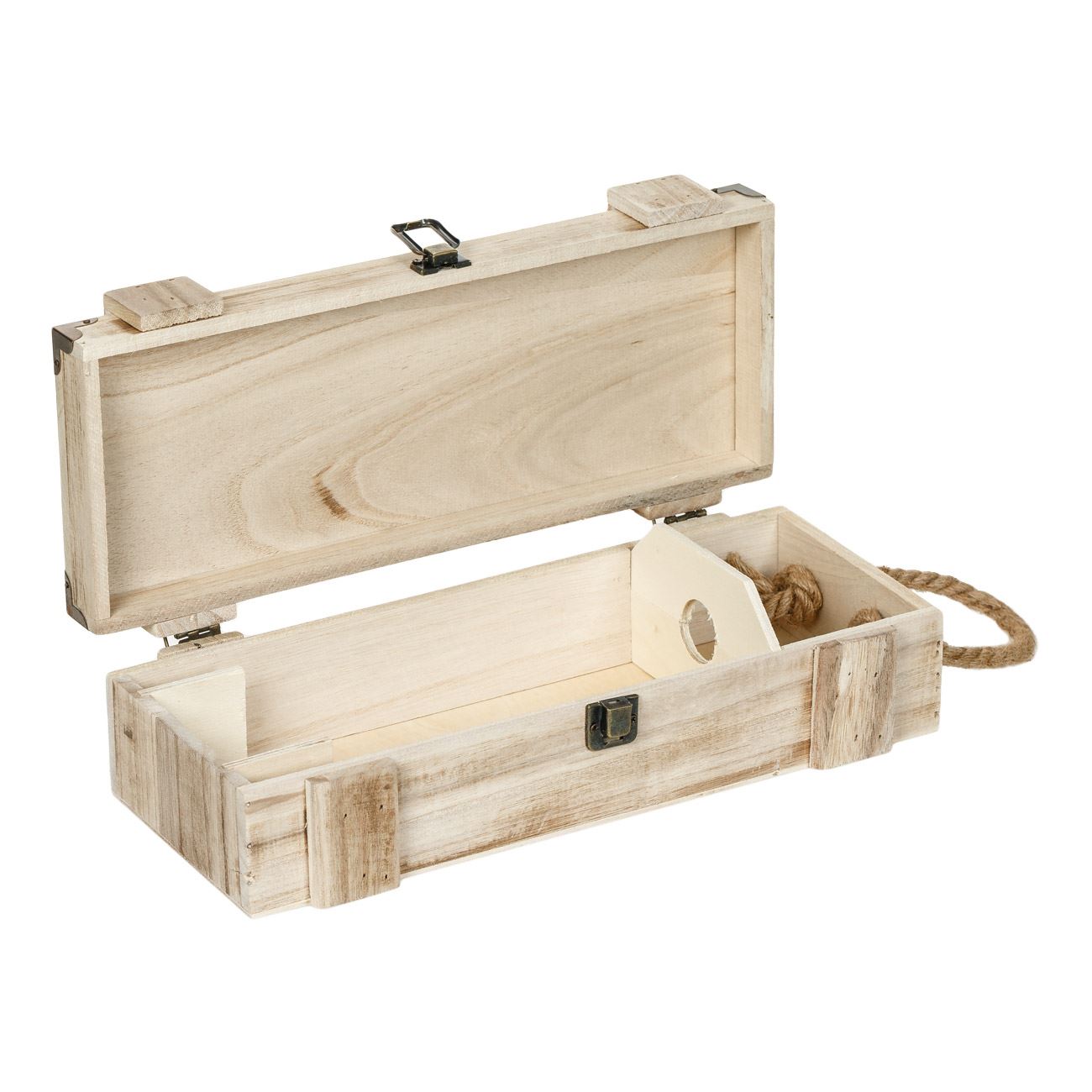 Lada din Lemn pentru Sticle de Vin cu Maner Sfoara 15x10x35cm - eMAG.ro