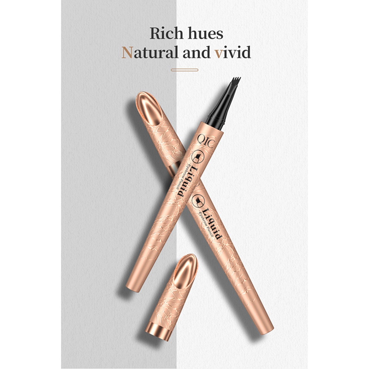 Creion pentru sprancene 3D cu efect de microblading, QIC, 4 varfuri, 02 ...