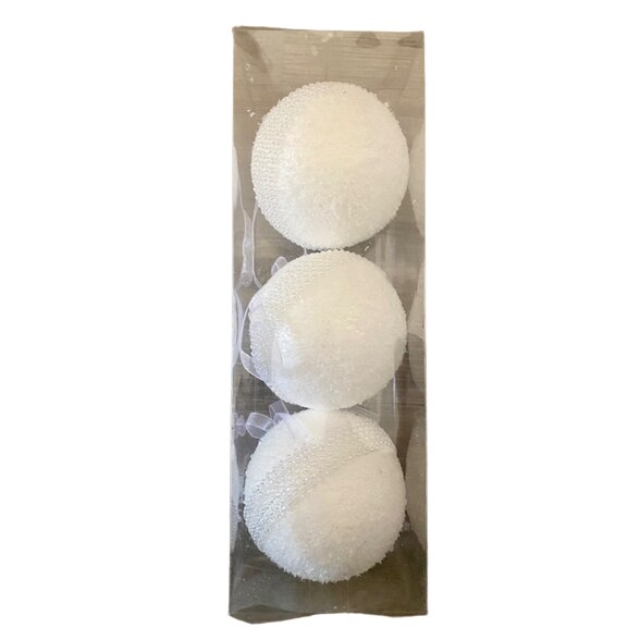 Set 3 de globuri, 8 cm, polistiren, albe - eMAG.ro