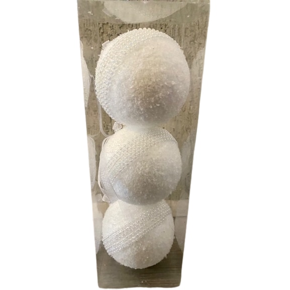 Set 3 de globuri, 8 cm, polistiren, albe - eMAG.ro