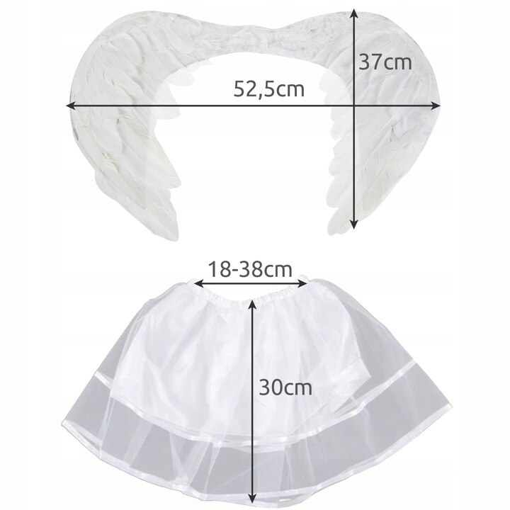 Set costumas pentru copii ingeras, Zola®, 2 piese, fustita si aripioare ...