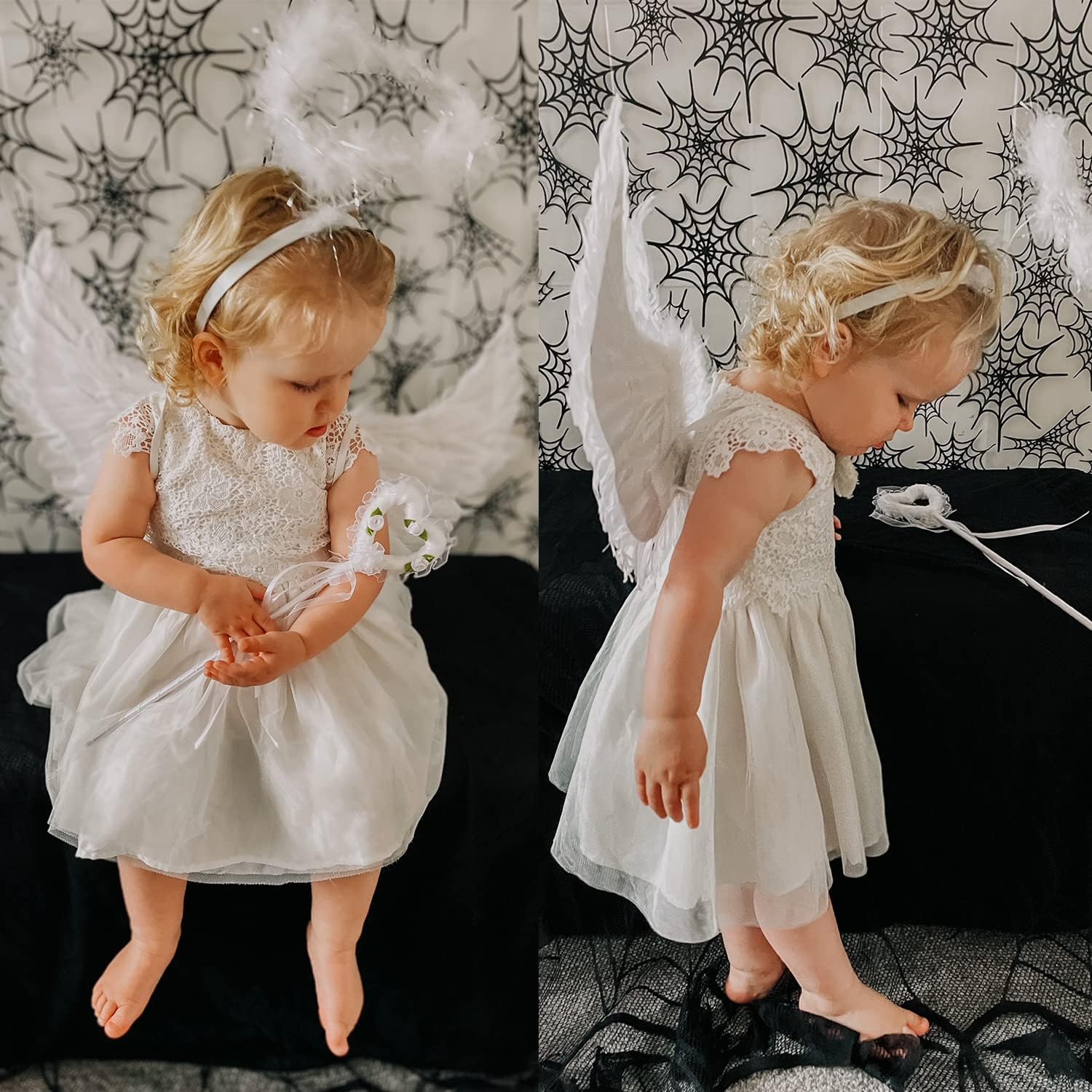 Set costumas pentru copii ingeras, Zola®, 3 piese, coronita, bagheta si ...