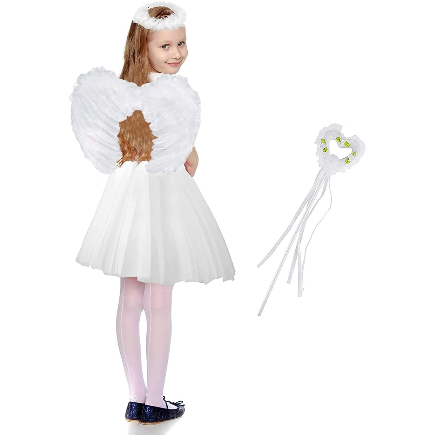 Set costumas pentru copii ingeras, Zola®, 3 piese, coronita, bagheta si ...