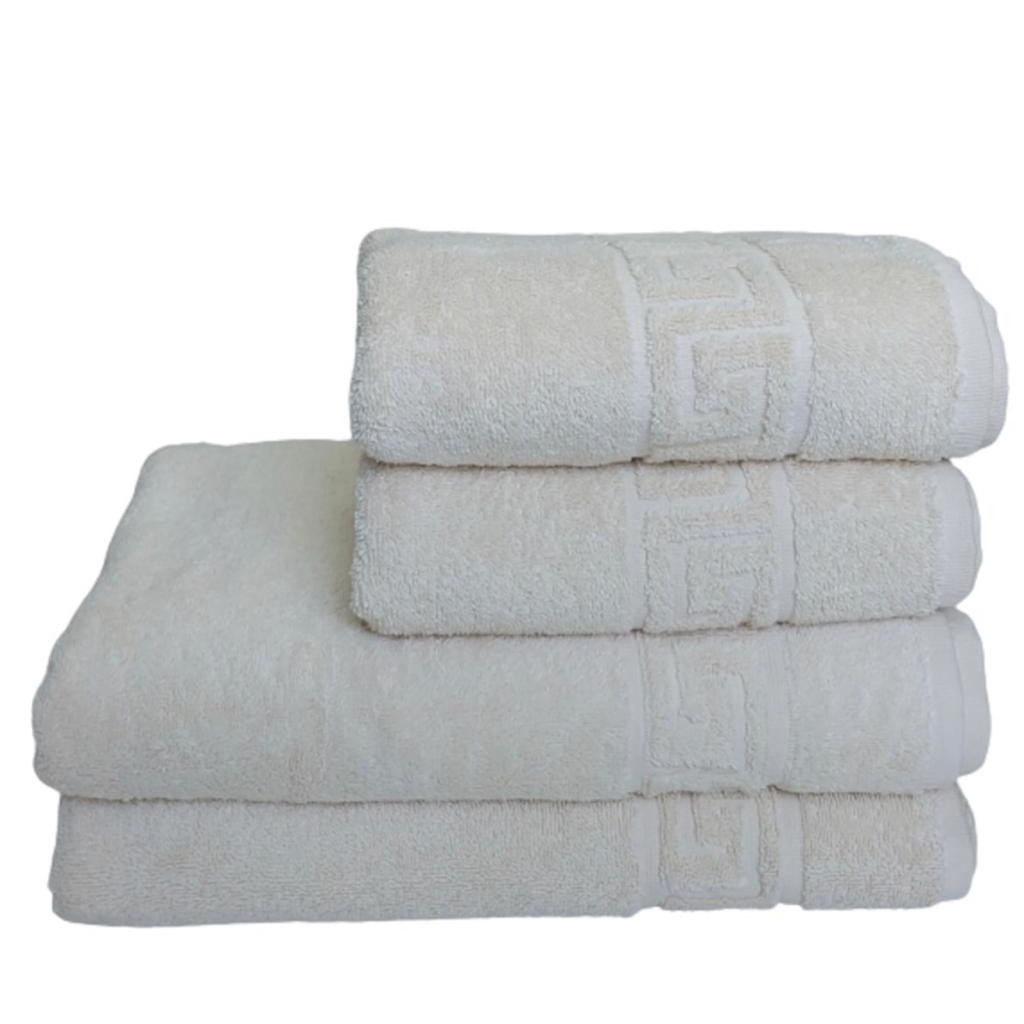 Set 4 Prosoape, 100% Bumbac, 2*70x140, 2*50x90, Albe, 550gr, PP1 - eMAG.ro