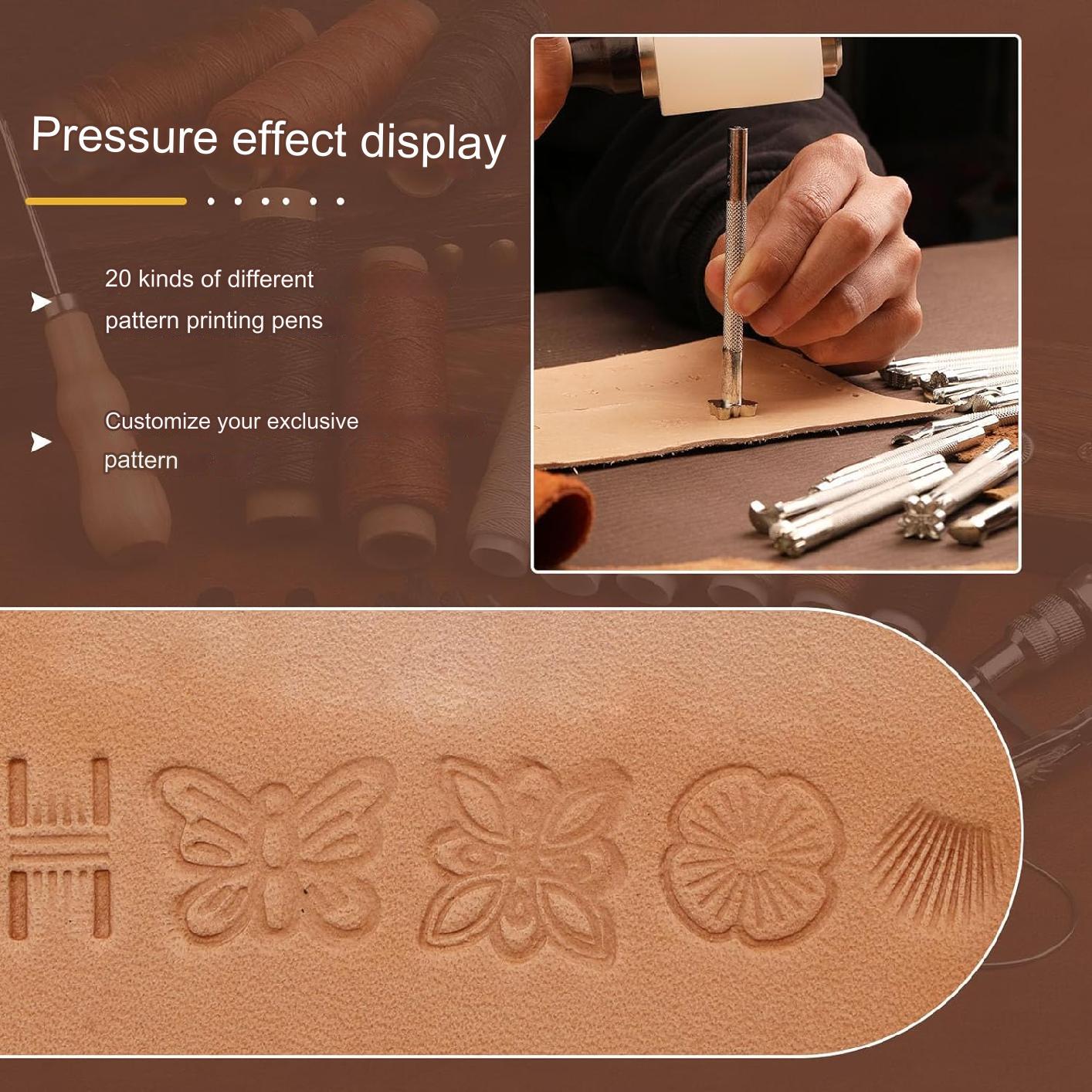 Set profesional de prelucrare a pielii, 308 de piese, cu scule modelaj, perforatori, ata pentru ...