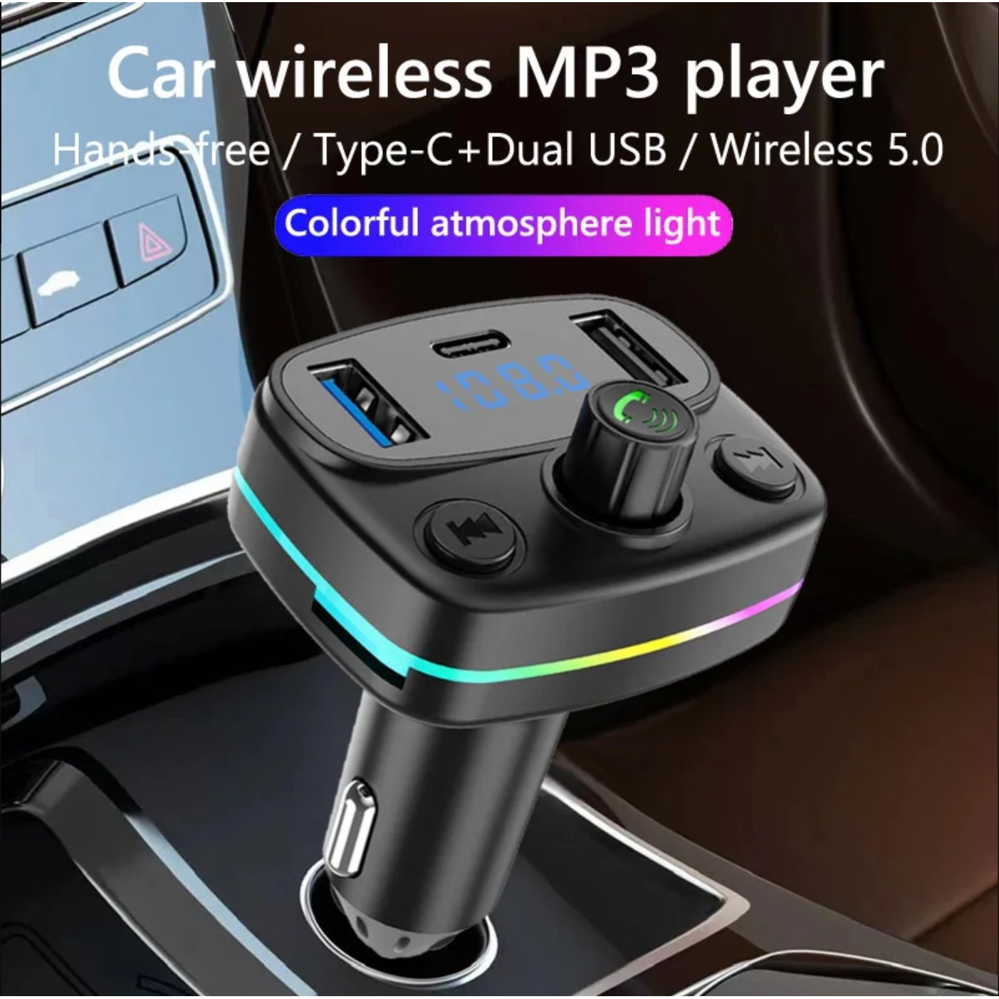 Modulator FM auto M42, Handsfree, Bluetooth 5.0, Dual USB, Port USB ...