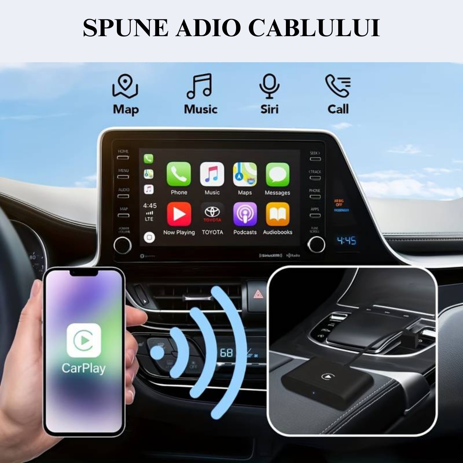 Modul Carplay wireless pentru playere cu Carplay dar prin cablu ...