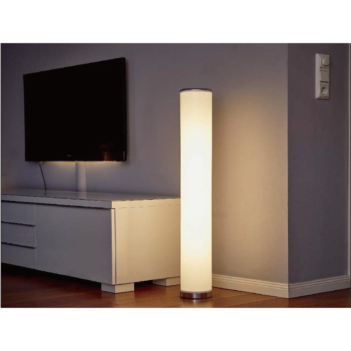 Lampadar LED RGB cilindric, telecomanda, sincronizare muzica, lumina ...