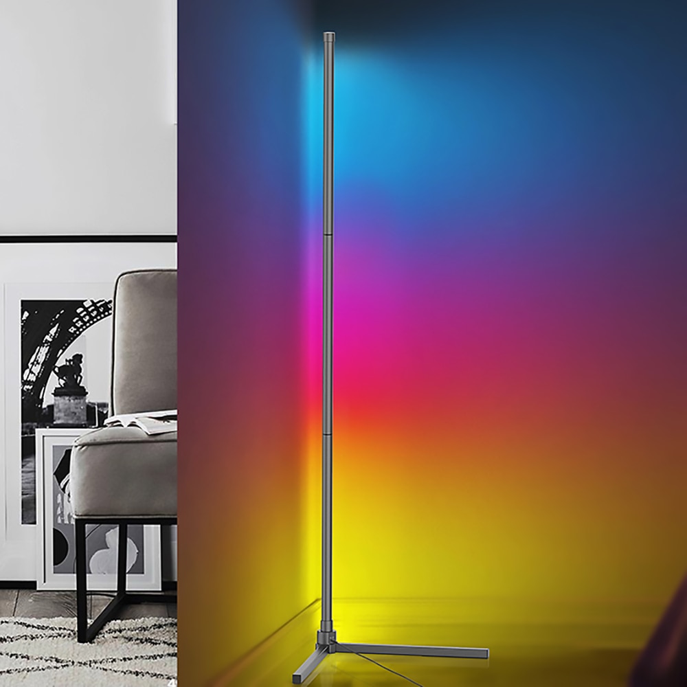 Lampadar LED de colt RGBW, lumina alba si colorata, 17 W, variator ...
