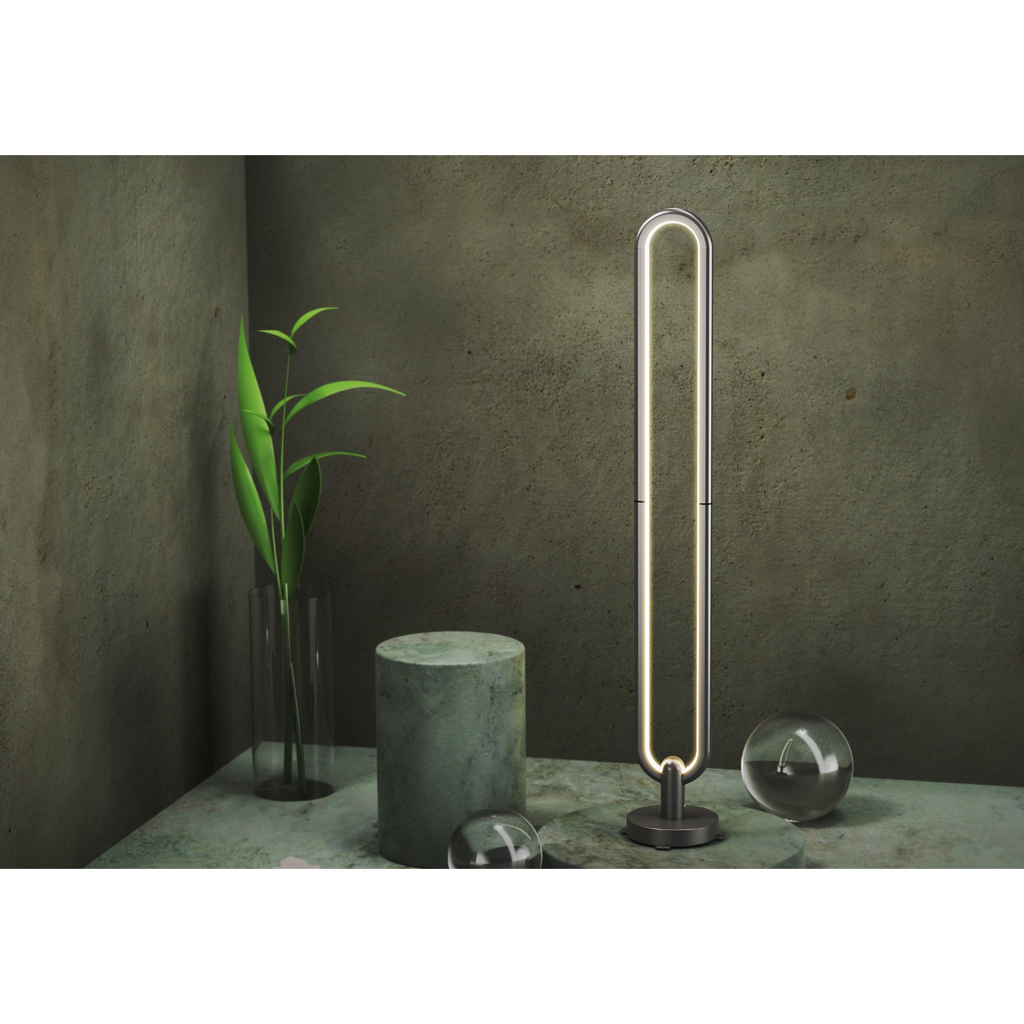 Lampadar LED de podea RGB dinamic, oval, lumina alba si colorata ...