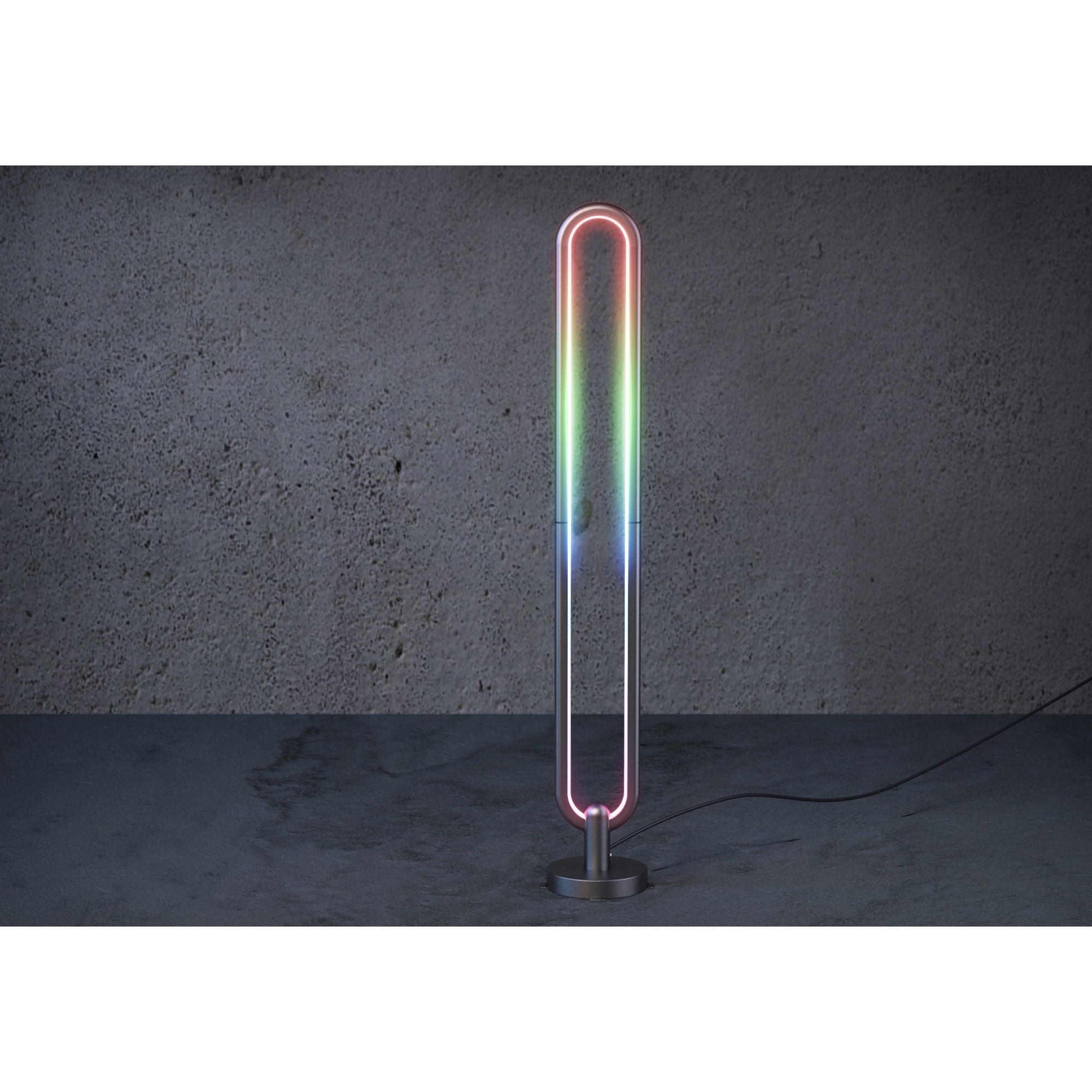 Lampadar LED de podea RGB dinamic, oval, lumina alba si colorata ...