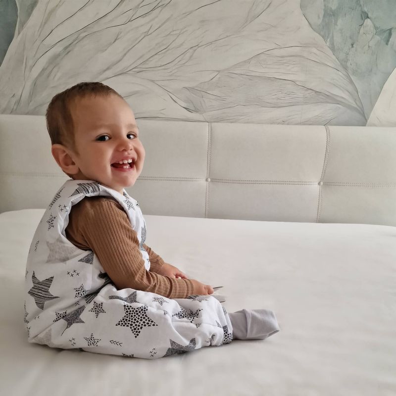 Sac de dormit cu picioare pentru copii, Kidizi All Mint Stars, mansete ...