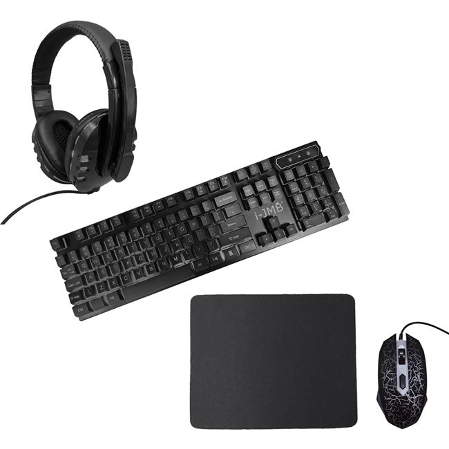 Set Gaming cu Tastatura Casti Mouse & Pad cu Lumini LED - eMAG.ro