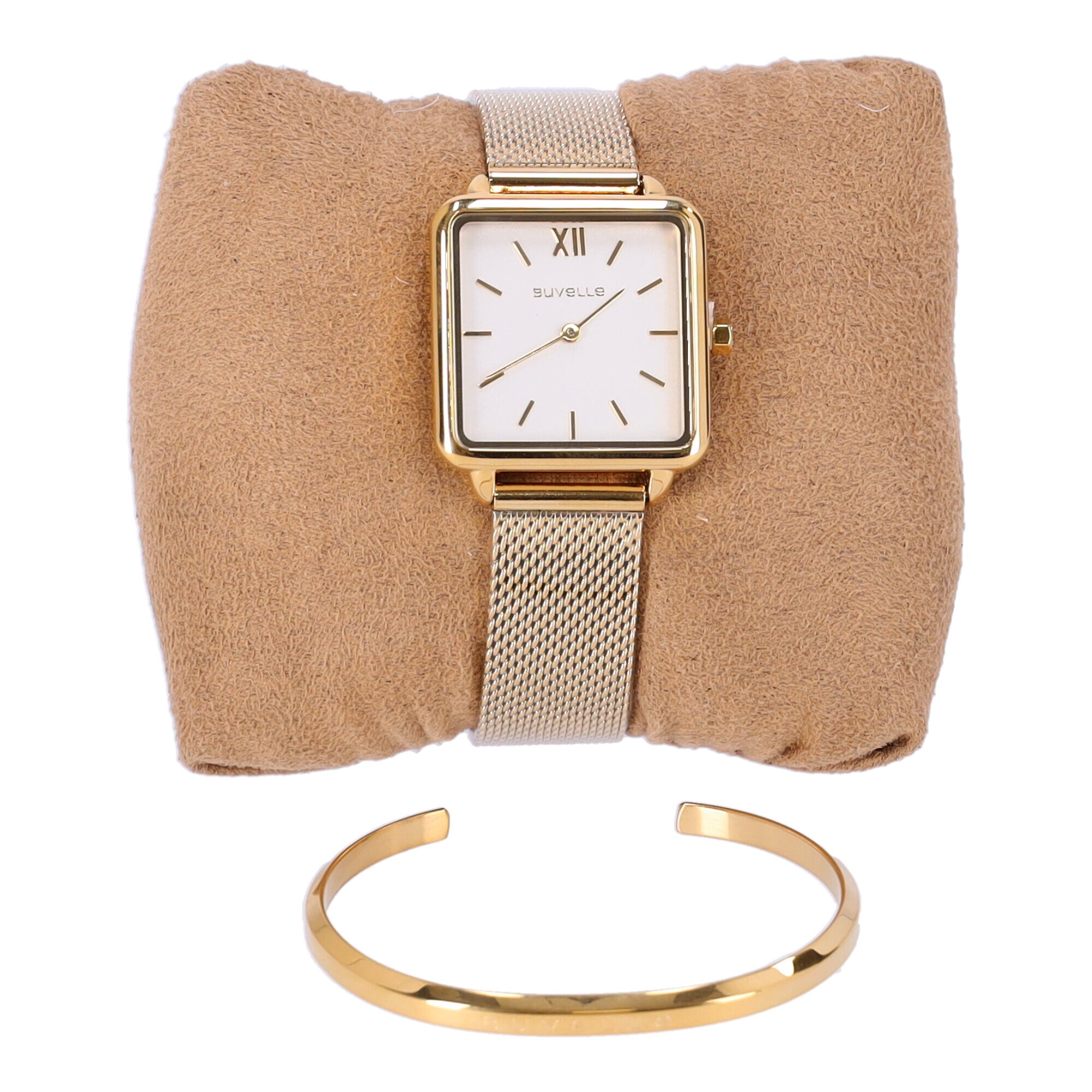 Ceas de dama cu cadran patrat, BUVELLE, Inox, Quartz, 140 mm, 3 ATM ...