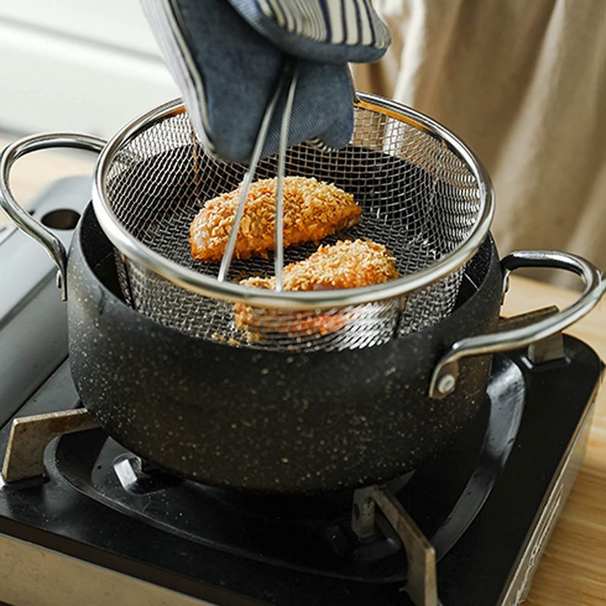 Cos inox tip sita pentru friteuza sau legume, 19, 5x9x15, 5 cm ...