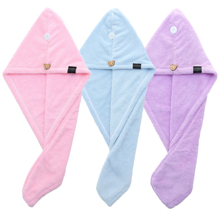 Set 3 Prosop De Cap Pentru Par Lung, Uscare Rapida, Dimensiune 25x65cm ...