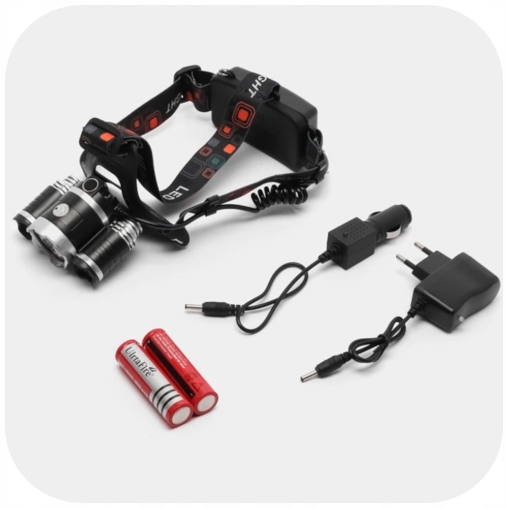 Lanterna de cap cu acumulator, profesionala, frontala cu unghi larg de ...