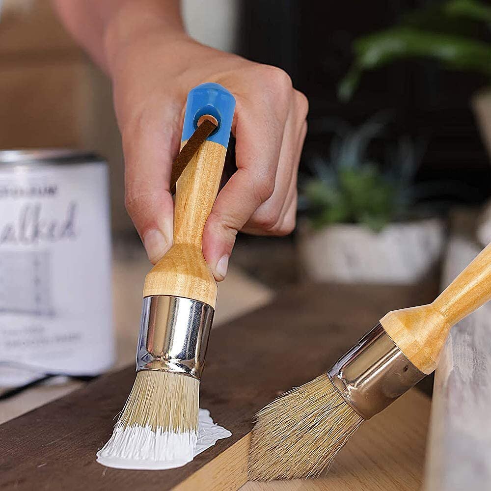 Set 4 pensule pentru vopsit, Lemn, Albastru/Maro - eMAG.ro