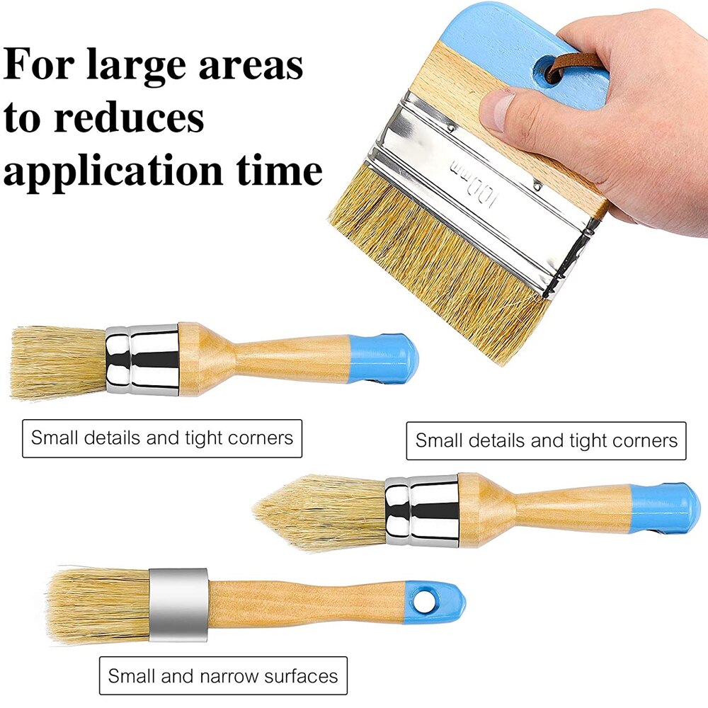 Set 4 pensule pentru vopsit, Lemn, Albastru/Maro - eMAG.ro