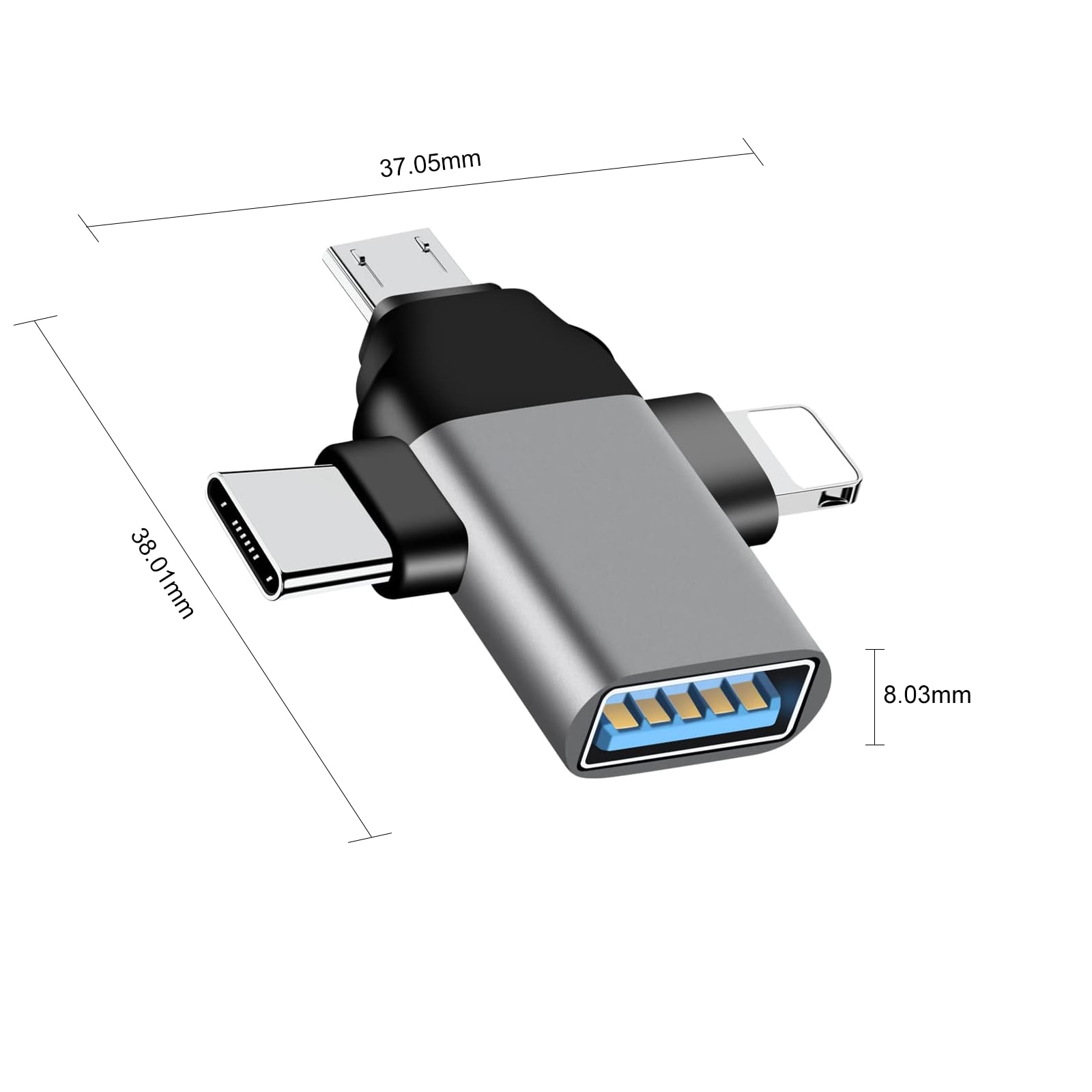Adaptor OTG 3 in 1, Axroad Mall, Suporta USB 3.0, Type-C, IPhone ...