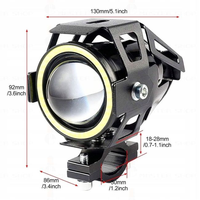 Proiector LED cu Lupa, Angel Eye ALB si Devil Eye RED, alimentare 12V ...