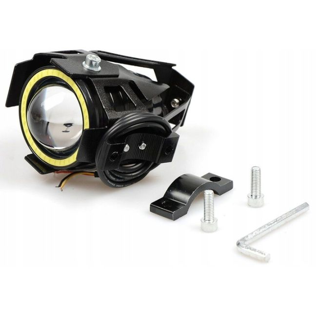 Proiector LED cu Lupa, Angel Eye ALB si Devil Eye RED, alimentare 12V ...