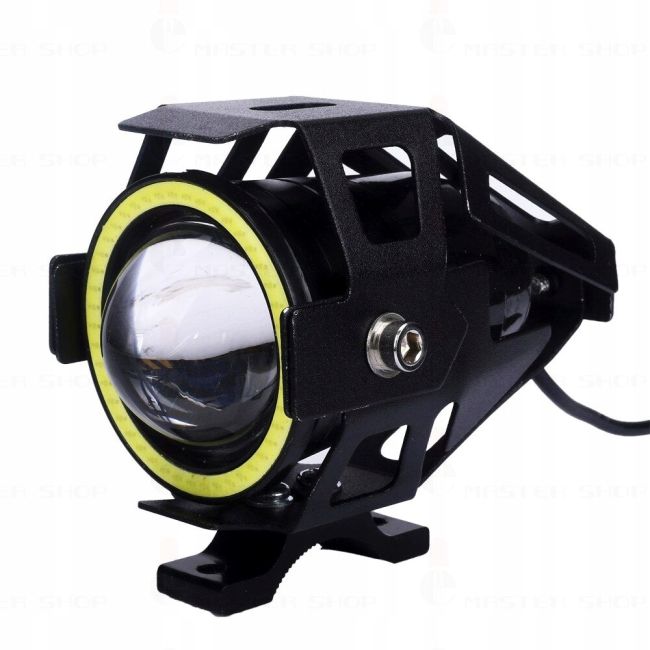 Proiector LED cu Lupa, Angel Eye ALB si Devil Eye RED, alimentare 12V ...