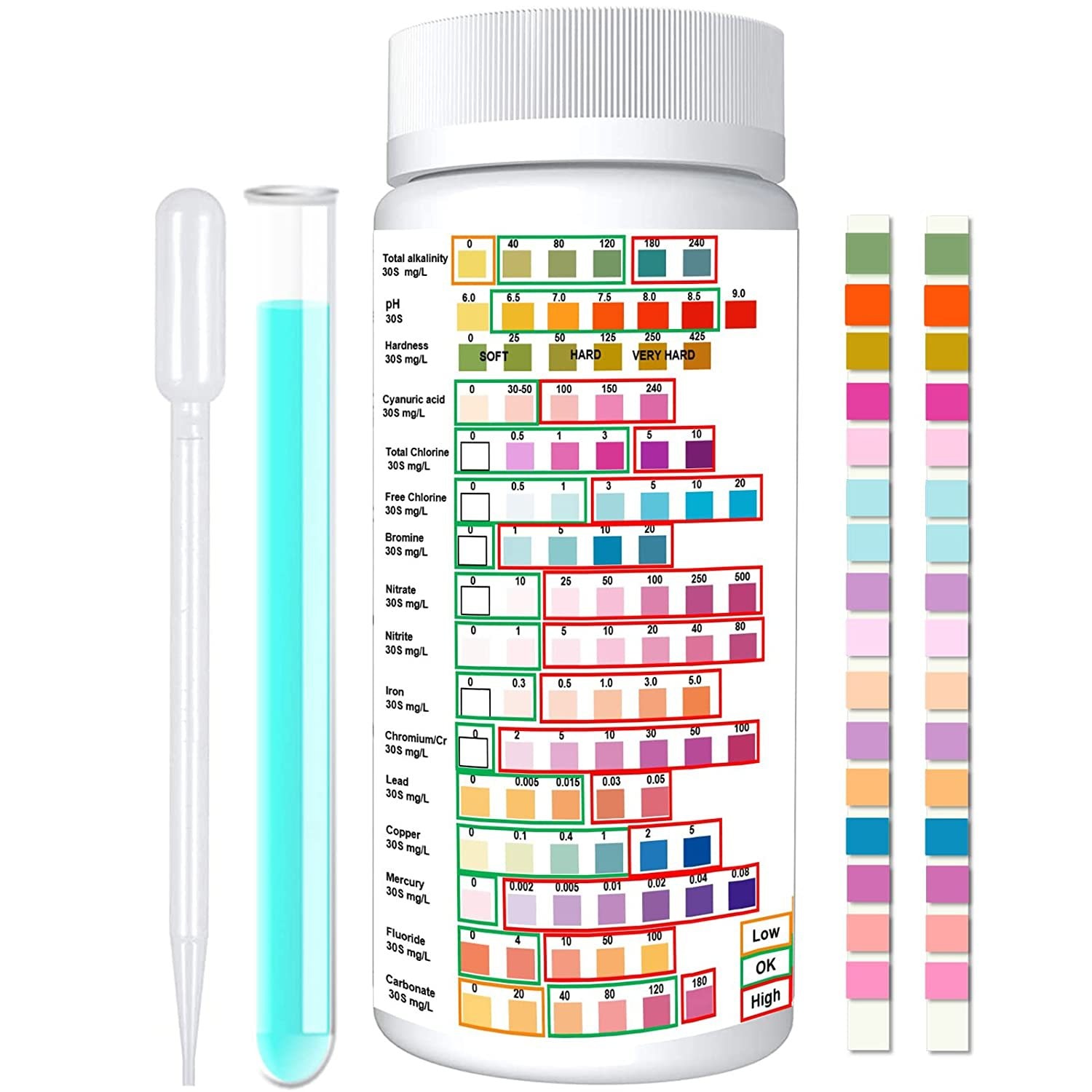 Set 100 benzi 16 in 1 testare PH apa, JENUOS®, util pentru acvariu ...