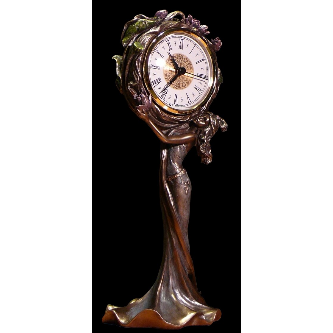 Ceas, Femeie In Rochie, Rasina acoperita cu bronz, 30 cm, AN10085A4 ...