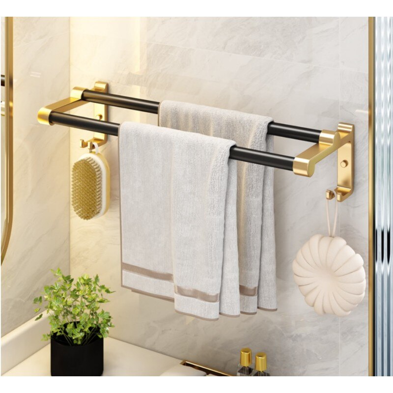 Suport prosoape, montaj pe perete Negru/Aur - eMAG.ro