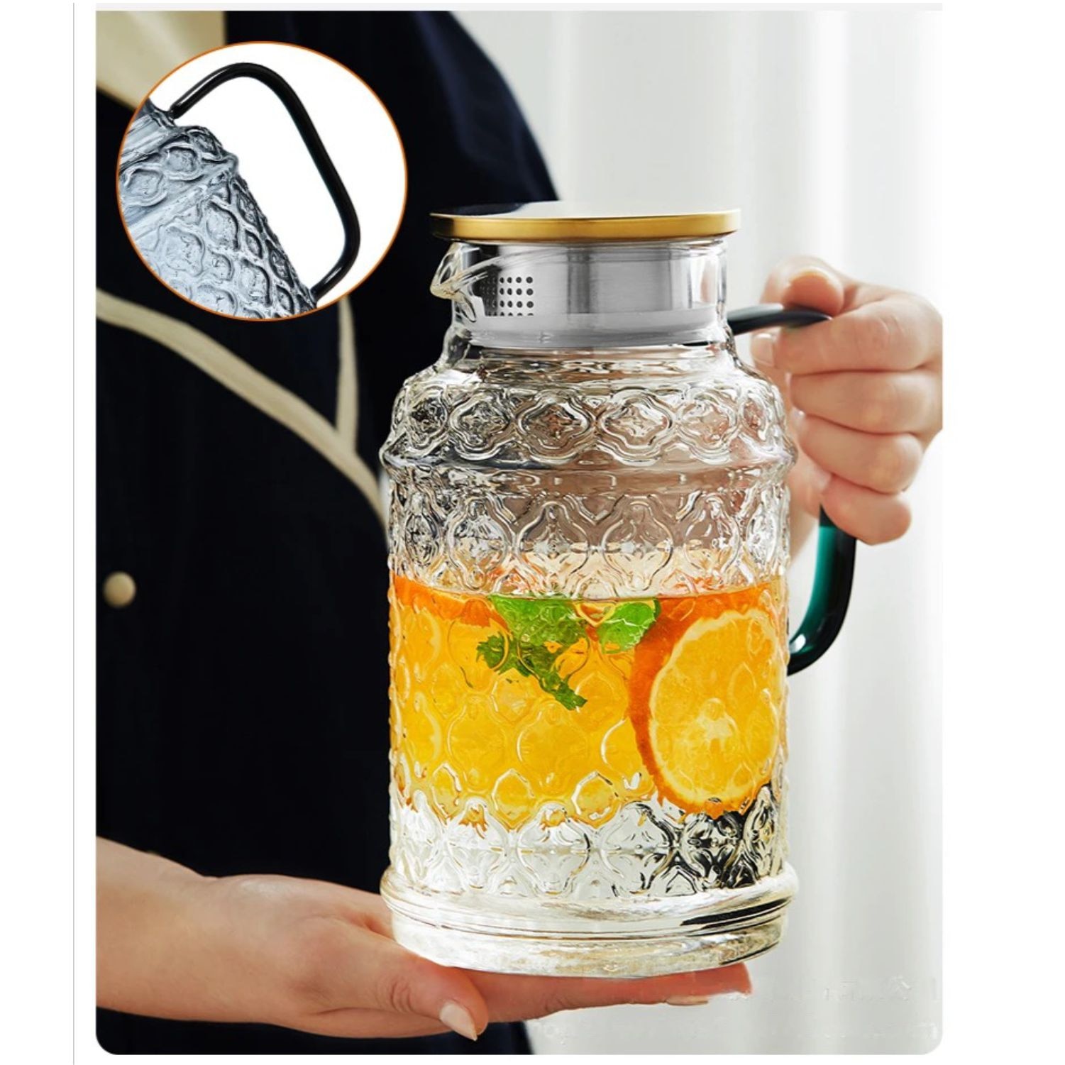 Carafa din sticla borosilicata, RAVEN, 1.8L, 12x21.5 cm - eMAG.ro