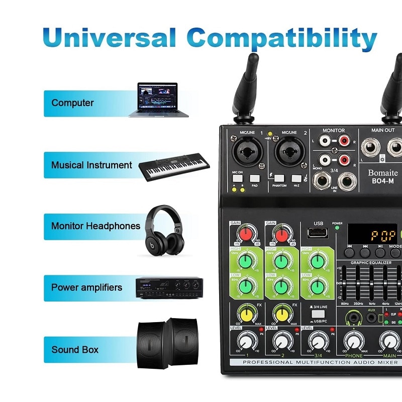 Mixer audio profesional, Chigoods, multifunctional cu 2 Microfoane ...