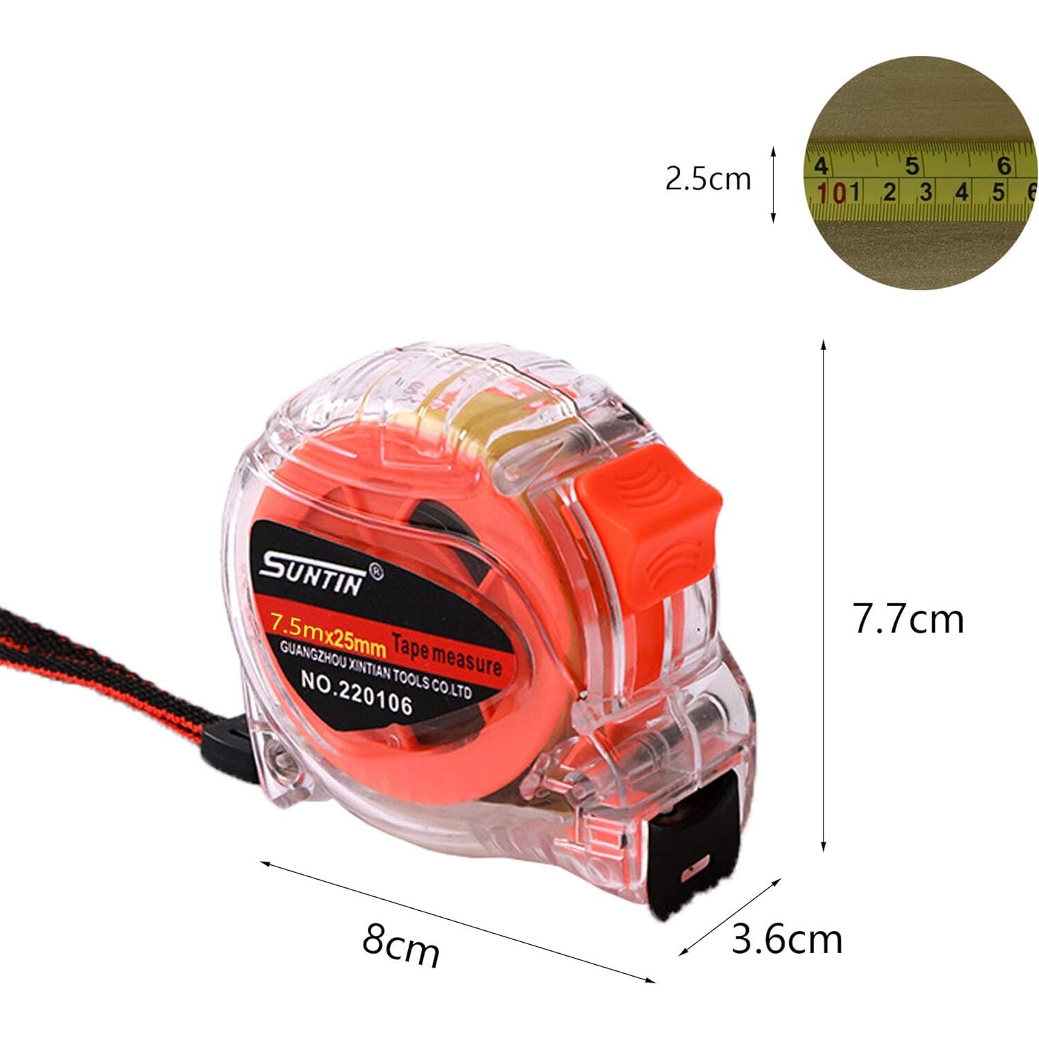 Ruleta de masurare, Sunmostar, ABS/Nylon/Inox, Multicolor - eMAG.ro