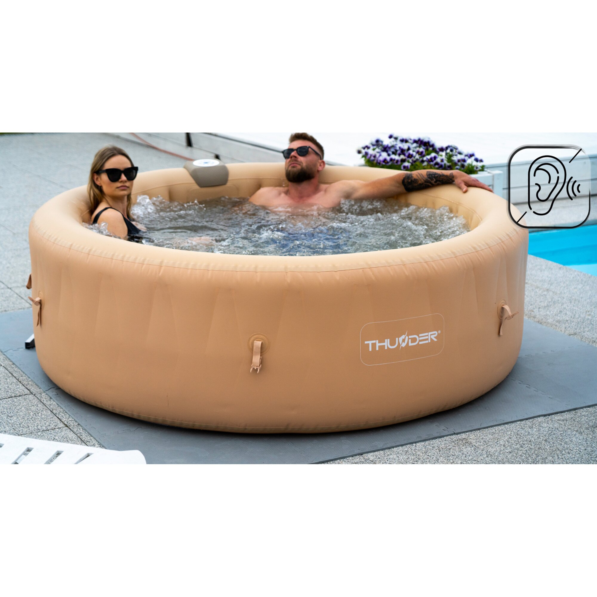 Jacuzzi exterior PureSpa, Thunder, Latte, 205x65cm, 980l, Bej - eMAG.ro